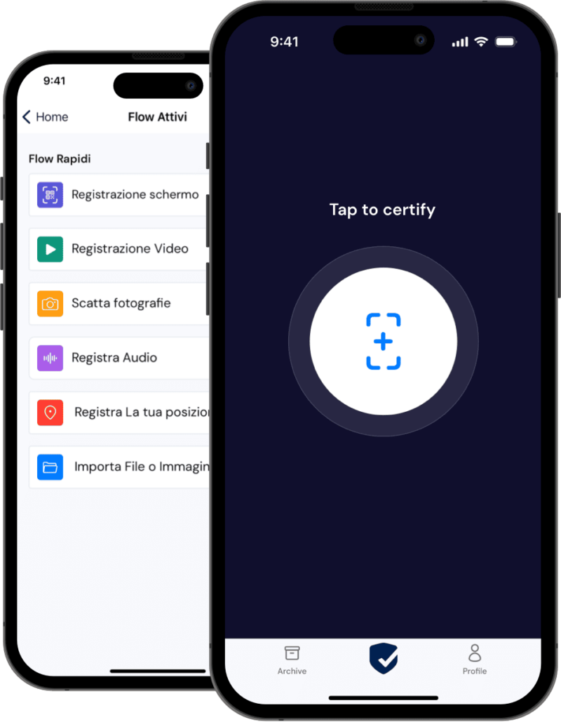 TrueScreen App certify photo, video and file with legal value